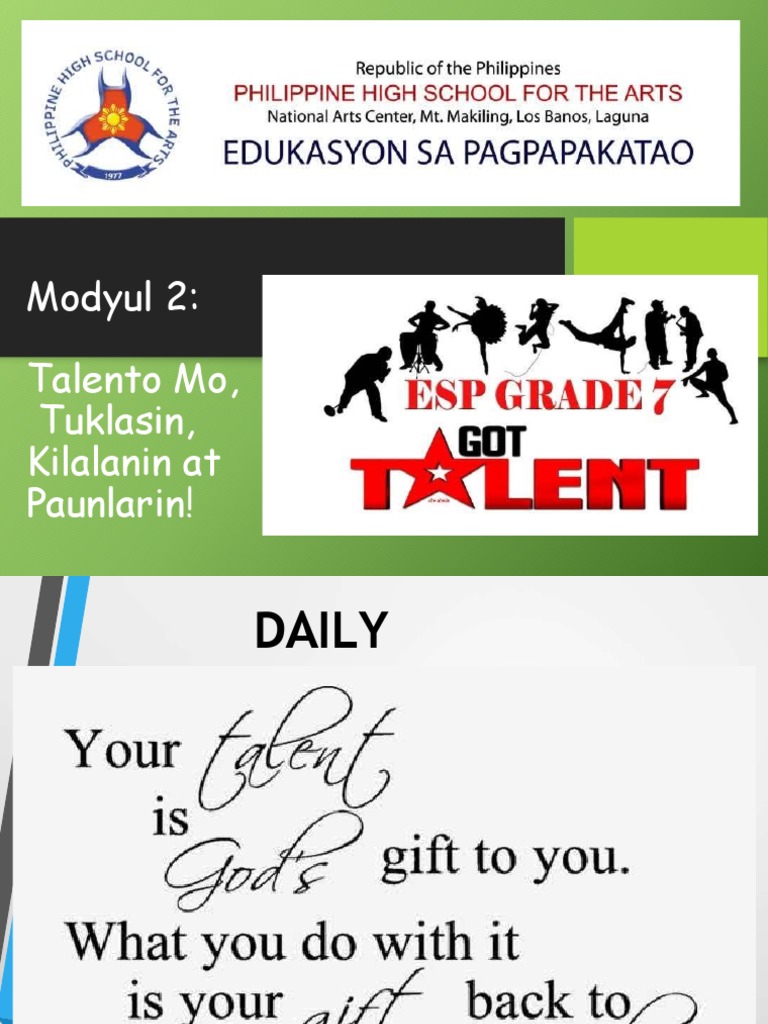 Modyul 2: Talento Mo, Tuklasin, Kilalanin at Paunlarin! | PDF