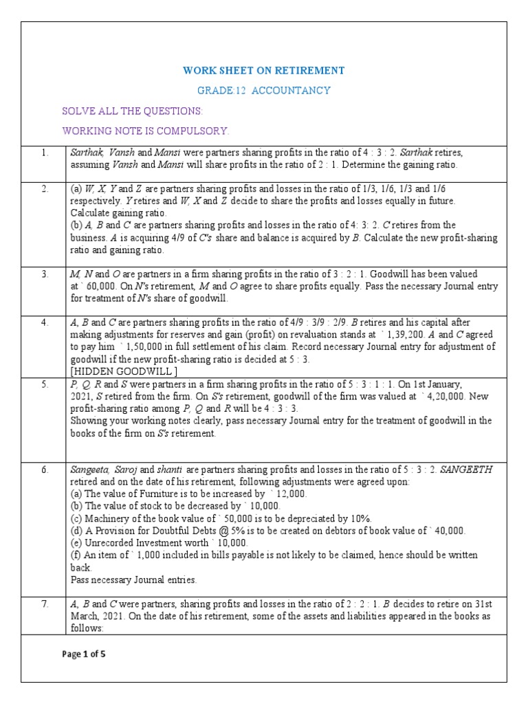Retirement Hots and Application Based Questions | PDF | Book Value ...