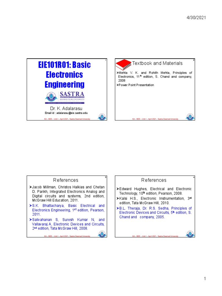 EIE101R01: Basic Electronics Engineering: Textbook and Materials | PDF ...