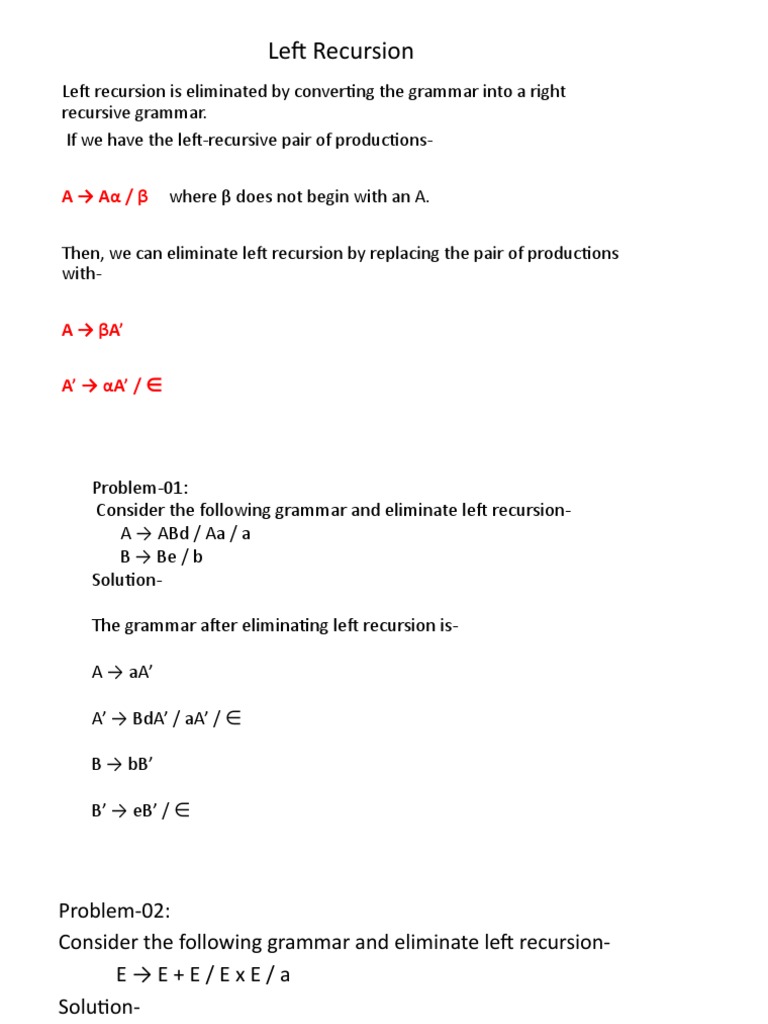 Left Recursion | PDF Left Recursion | PDF