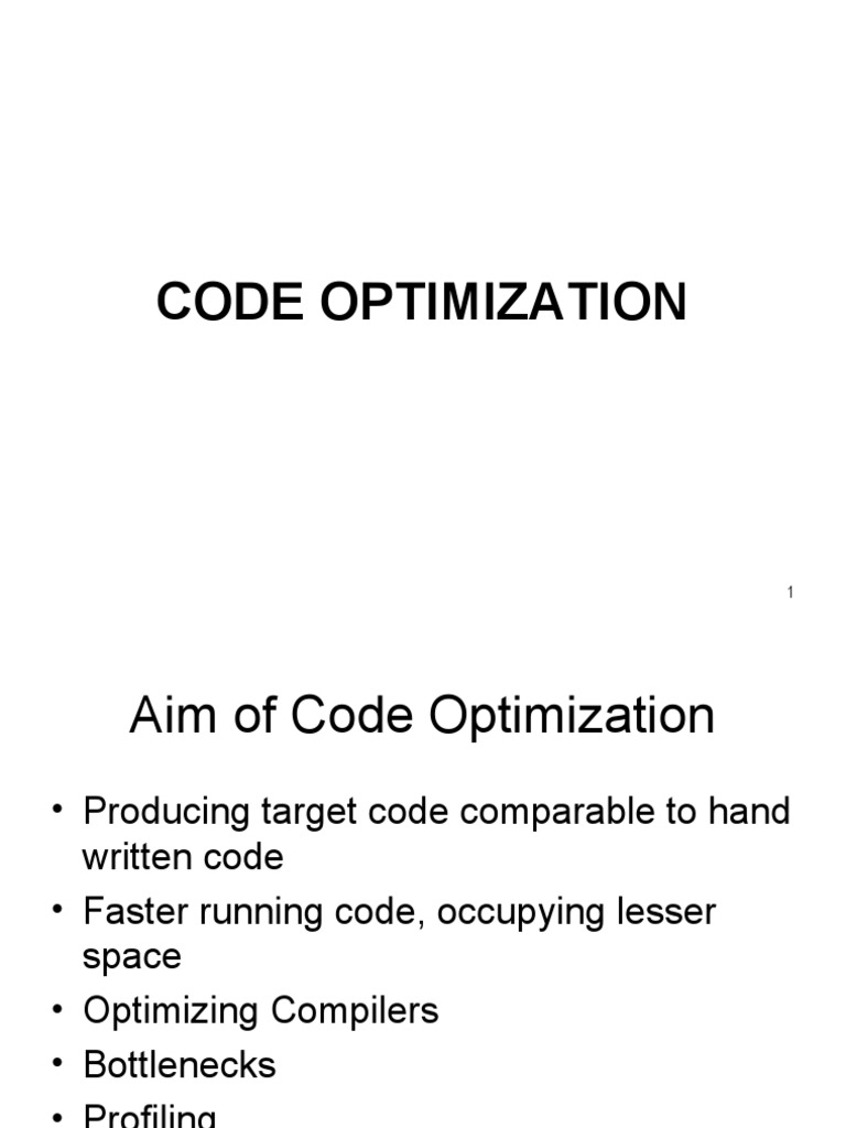 Code Optimization Pdf Program Optimization Control Flow