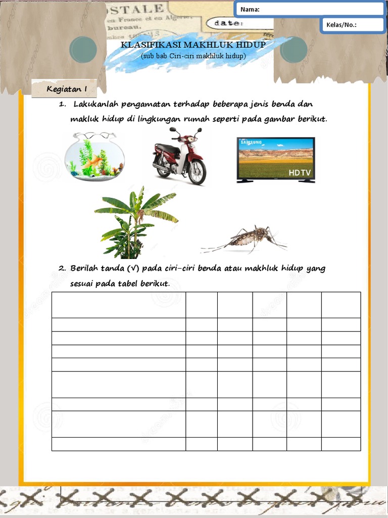 LKPD Non Eksperiment Ciri-Ciri Makhluk Hidup | PDF