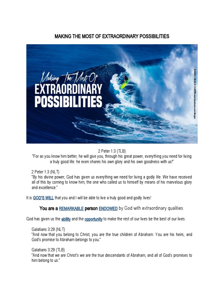 Unlocking Extraordinary Possibilities | PDF | Patience | Theology