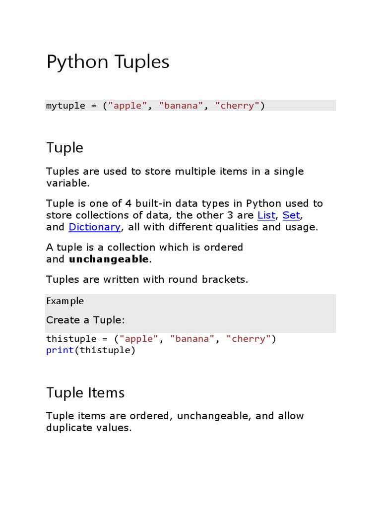 Python Tuples Pdf Data Type Boolean Data Type