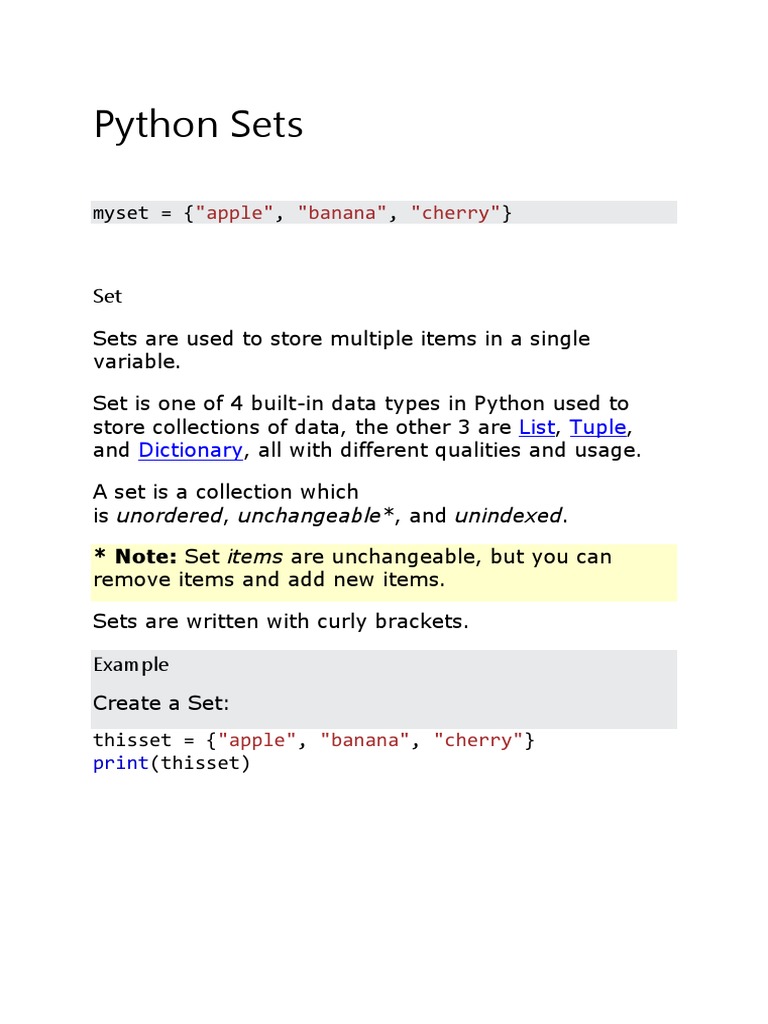 Python Sets: "Apple" "Banana" "Cherry" | PDF | Control Flow | Constructor (Object Oriented ...
