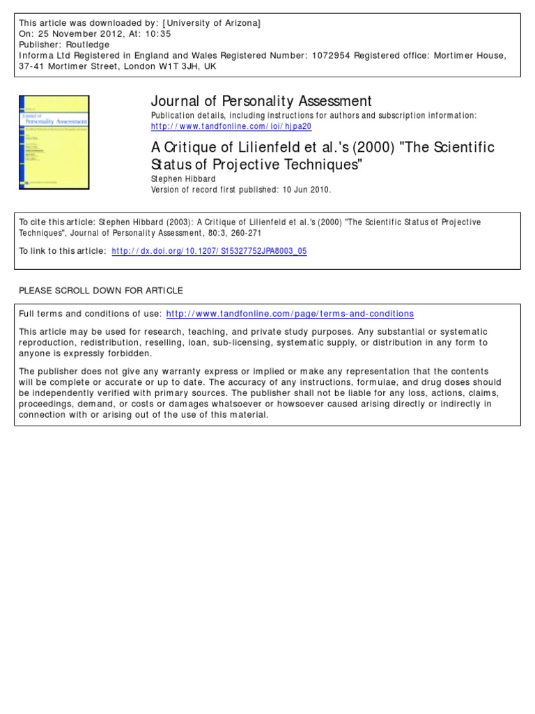 A Critique of Lilienfeld Et Al | PDF | Evaluation Methods | Science