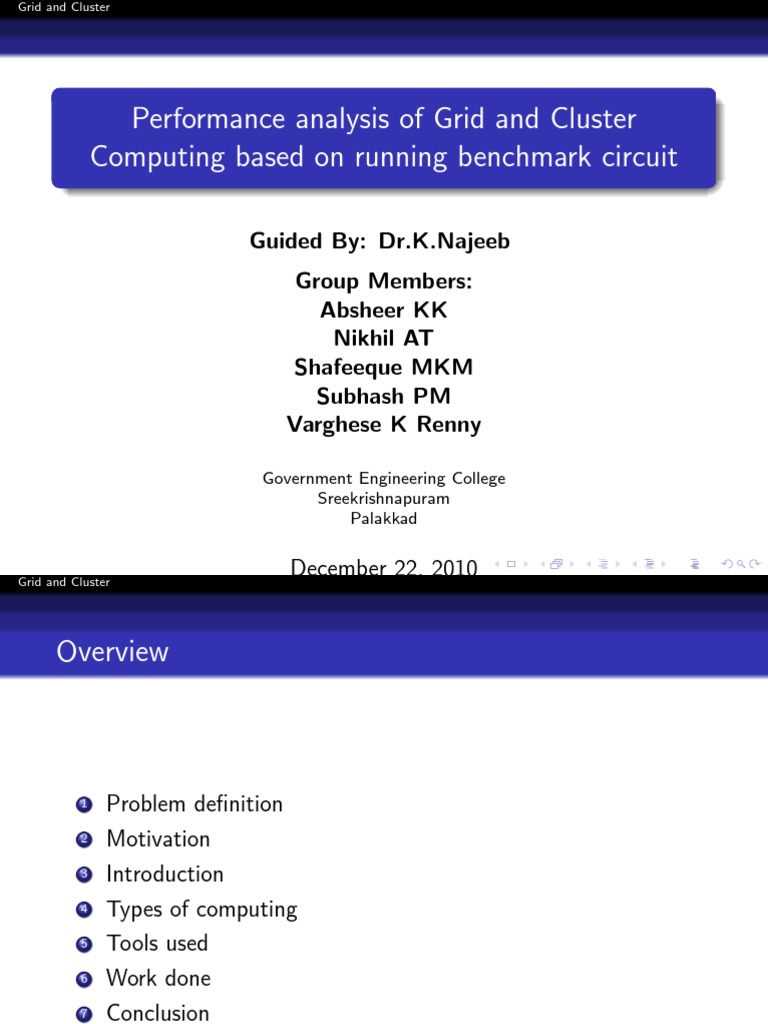 Performance Analysis of Grid and Cluster Computing Based On Running Benchmark Circuit | PDF ...