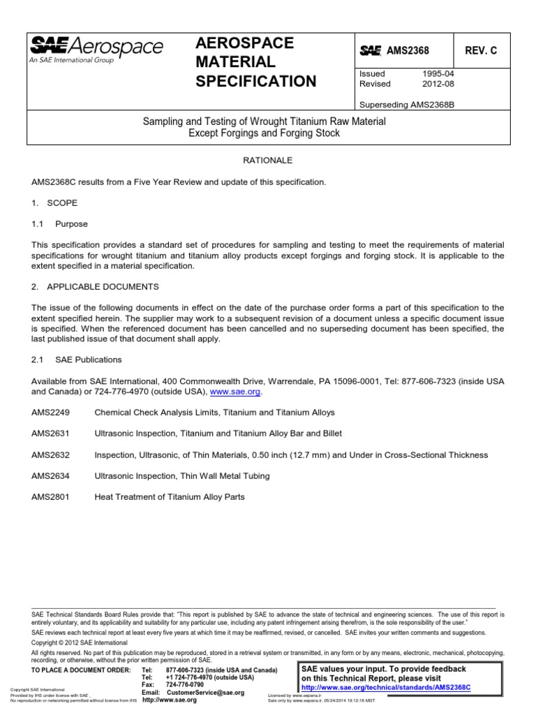 Sae Ams2368c | PDF | Titanium | Specification (Technical Standard)