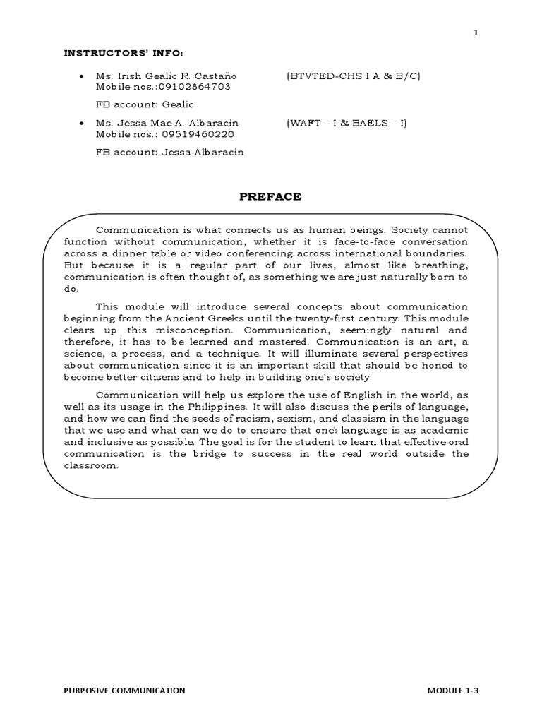 Purposive Communication Module 1-3 | PDF | Communication | English Language