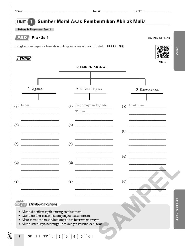 Latihan PENDIDIKAN MORAL TG2 (Bab1) | PDF