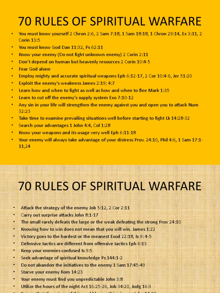 70 Rules for Spiritual Warfare | PDF | Conflicts | Military