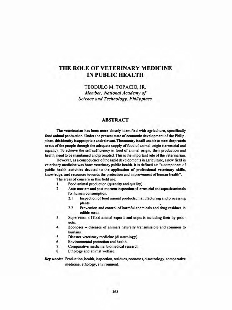 AS 8 The Rolo of Veterinary Medicine in Public Health, Teodulo M ...