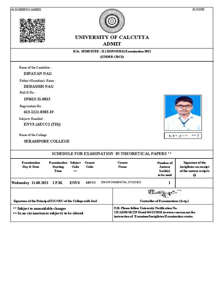 B.Sc. Semester II Exam Schedule 2021 | PDF