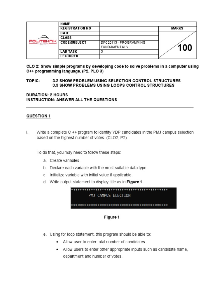 Lab Task 3-Question (1) | PDF | Computer Program | Programming