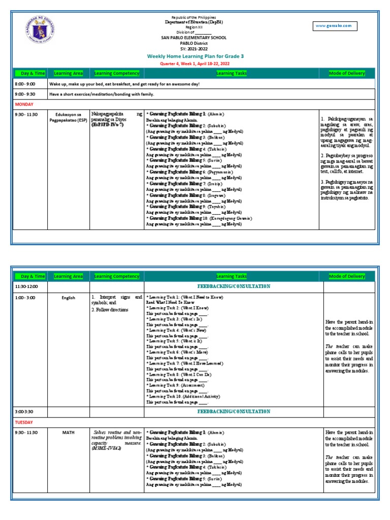 WHLP Grade 3 Q4 W3 | PDF