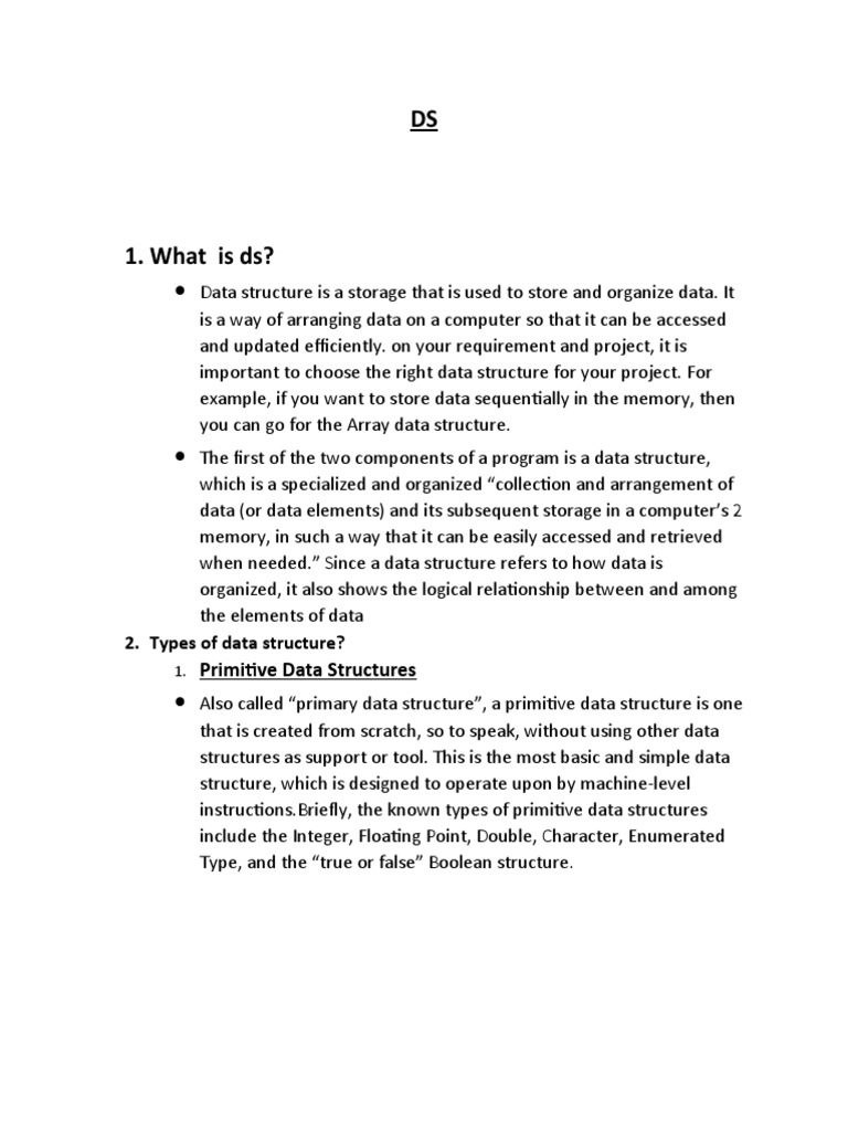 Primitive Data Structures: 2. Types of Data Structure? | PDF | Data Type | Data Structure