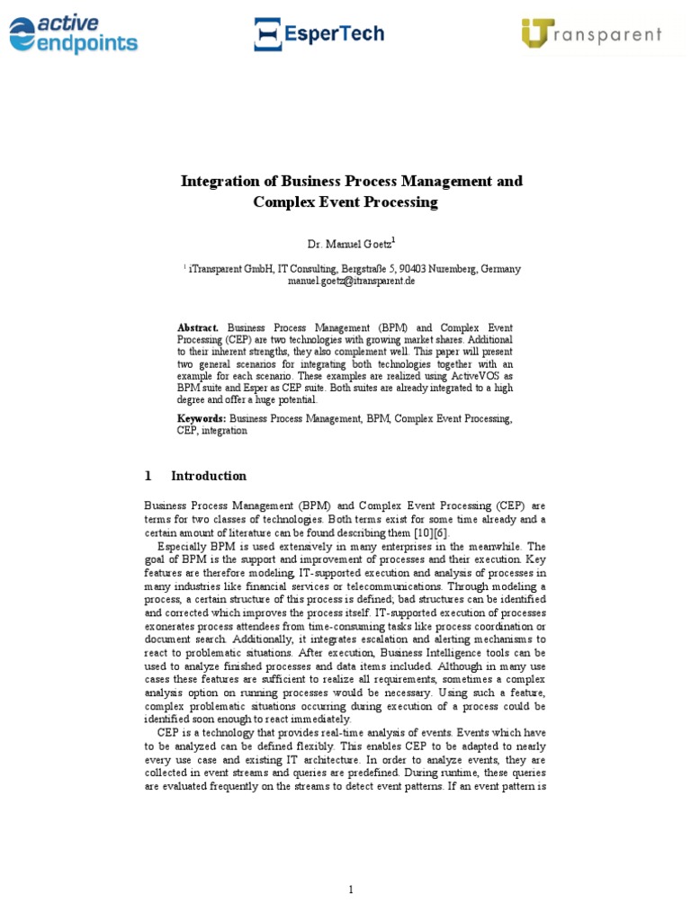 ActiveVOS BPM Esper CEP Paper | PDF | Business Process Management ...