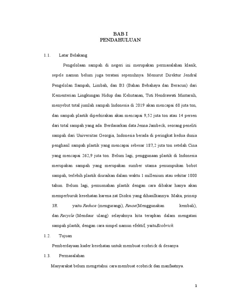 Makalah Ecobrick | PDF