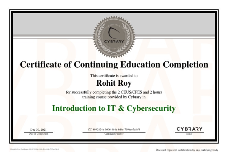 Cybrary Cert Introduction To It and Cybersecurity | PDF
