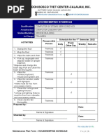 Bread and Pastry - Maintenace Checklist PDF | PDF | Housekeeping | Home