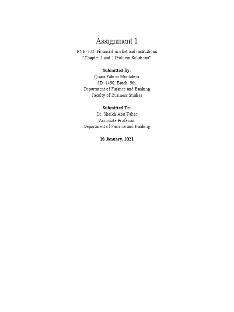 Assignment 1: Submitted by | PDF | Interest | Interest Rates