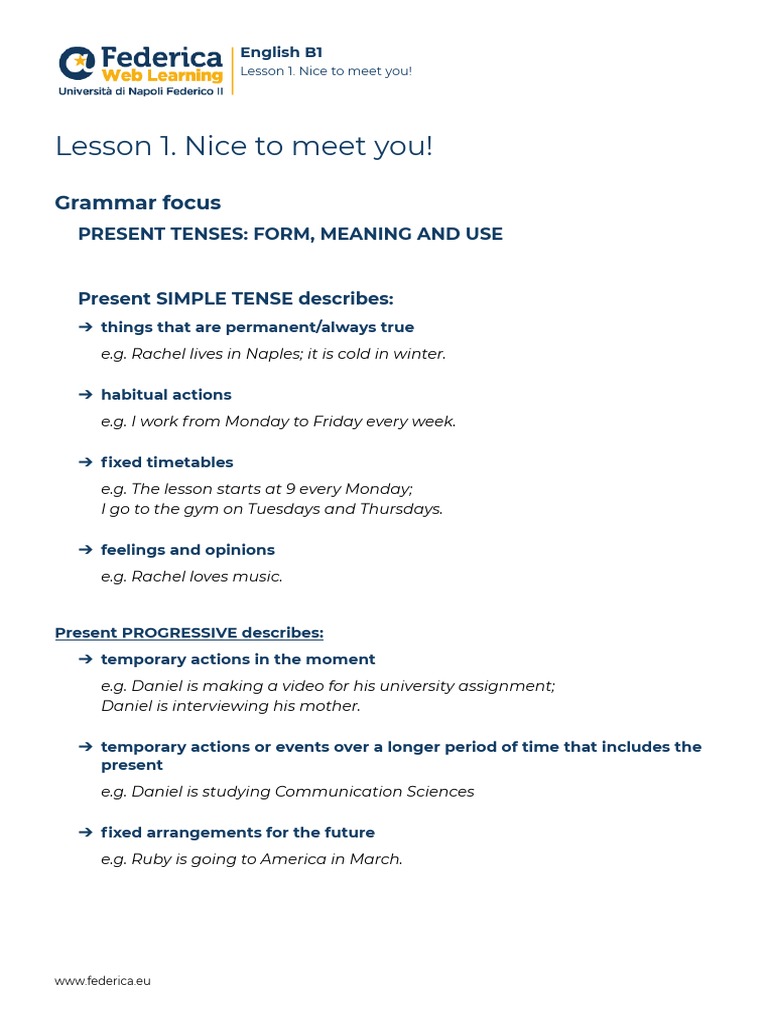 Lesson 1 Grammar Focus | PDF | Linguistics | Languages