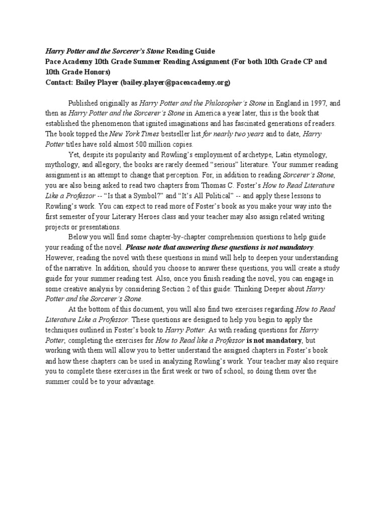 Harry Potter: Summer Reading Guide | PDF | Harry Potter | Fantasy