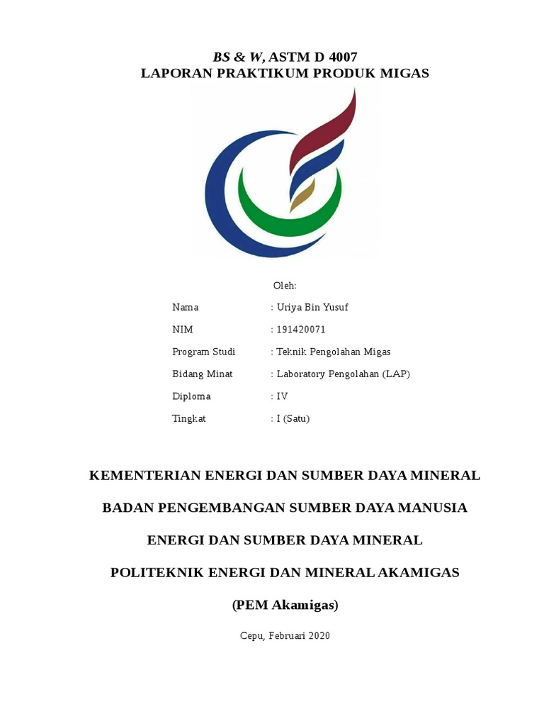 Laporan Praktikum Produk Migas: Bs & W, Astm D 4007 | PDF