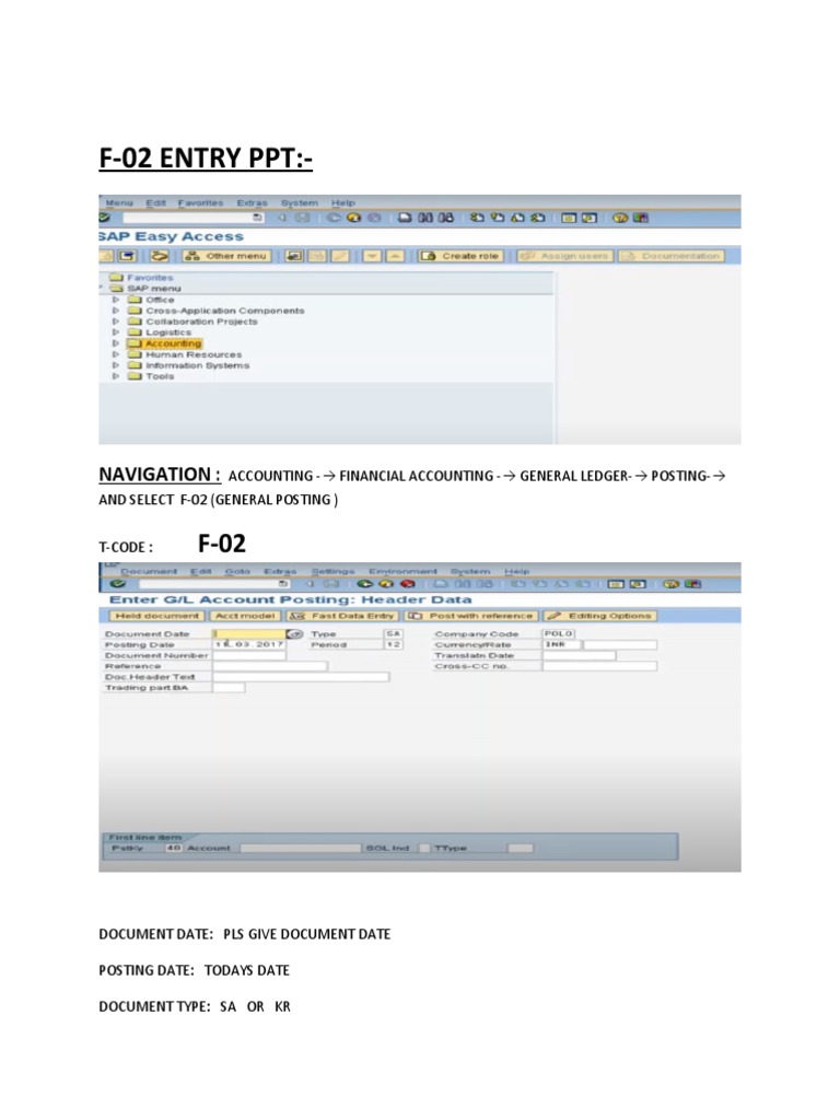 GL Entry F-02 Entry Posting | PDF