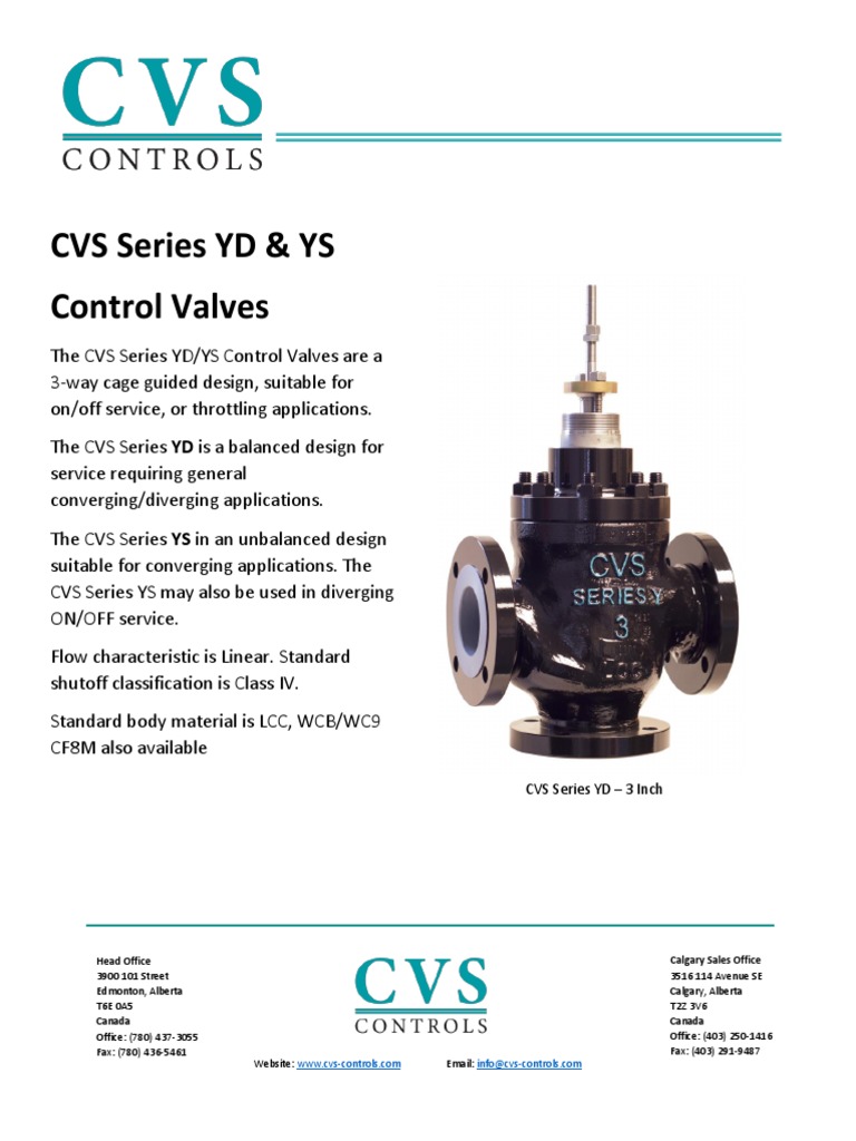 CVS YD & YS Control Valves Guide | PDF | Valve | Pipe (Fluid Conveyance)