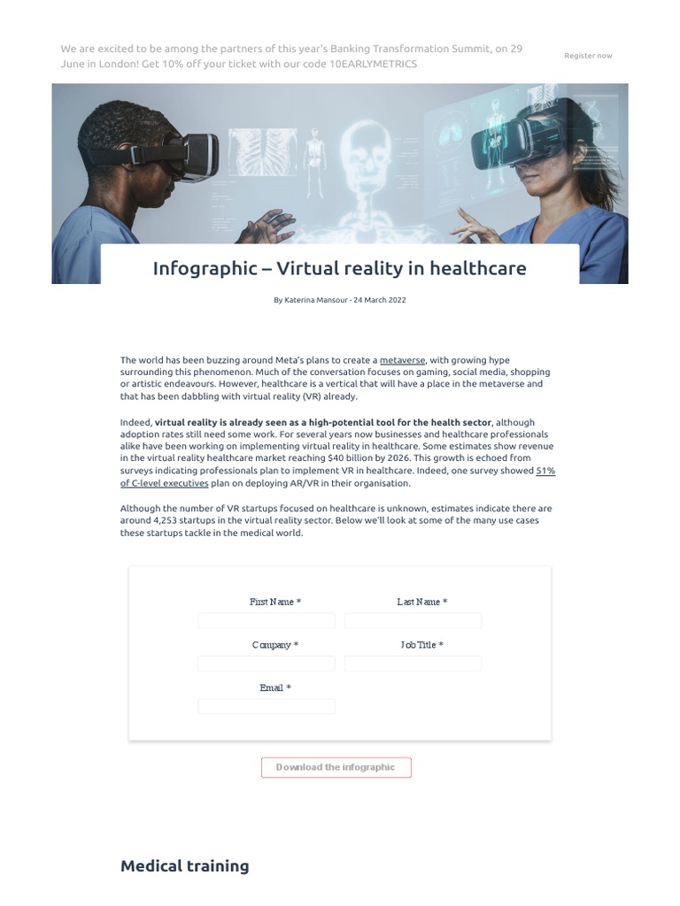 Infographic - Virtual Reality in Healthcare - Early Metrics | PDF | Virtual Reality | Pain