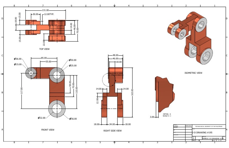 Sample 2D Engineering Drawing #195 | PDF | Technical Drawing