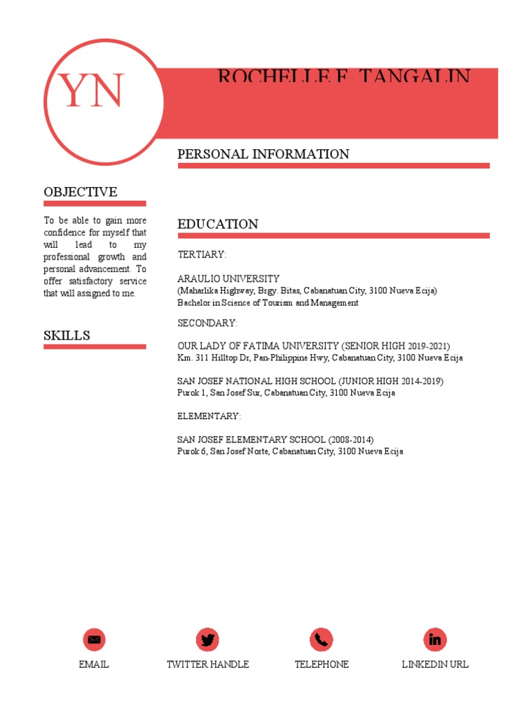 Rochelle F. Tangalin: Personal Information | PDF | Social Science ...