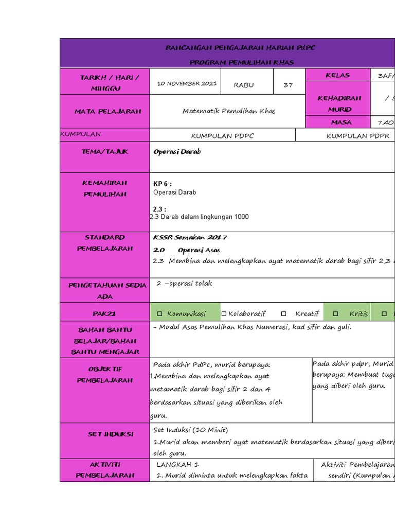Operasi Darab Tahun 3 10 Nov Pdf