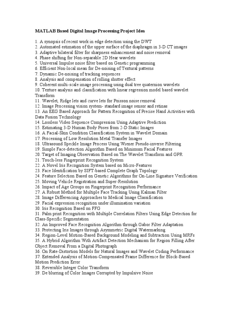 MATLAB Based Digital Image Processing Project Idea | PDF | Wavelet ...