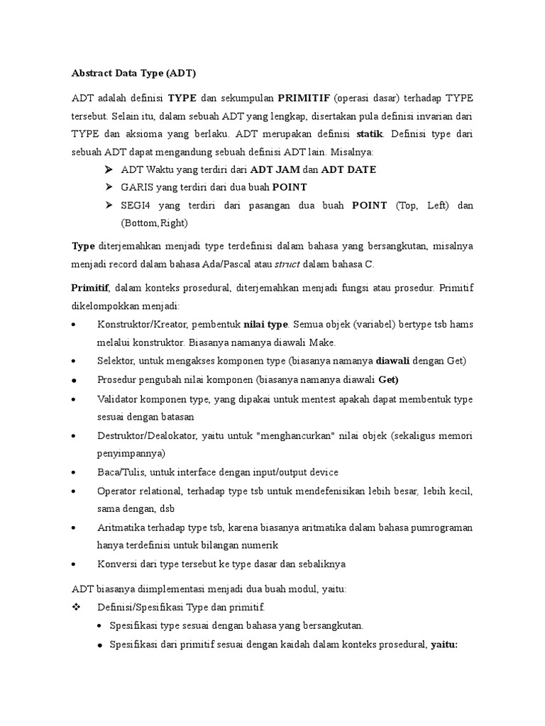 Konsep Dasar Abstract Data Type | PDF | Komputer | Teknologi & Rekayasa