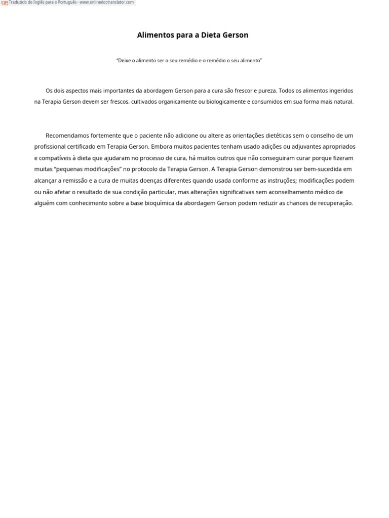 Foods For The Gerson Diet 383754.en - PT | PDF | Lacticínios | Soja