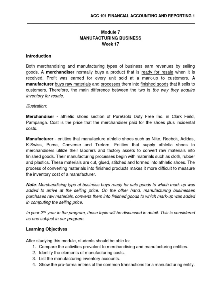 ACC 101 - Module 7 | PDF | Inventory | Debits And Credits