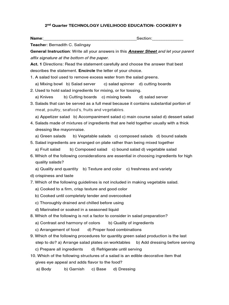 Affix Signature at The Bottom of The Paper | PDF | Salad | Foods