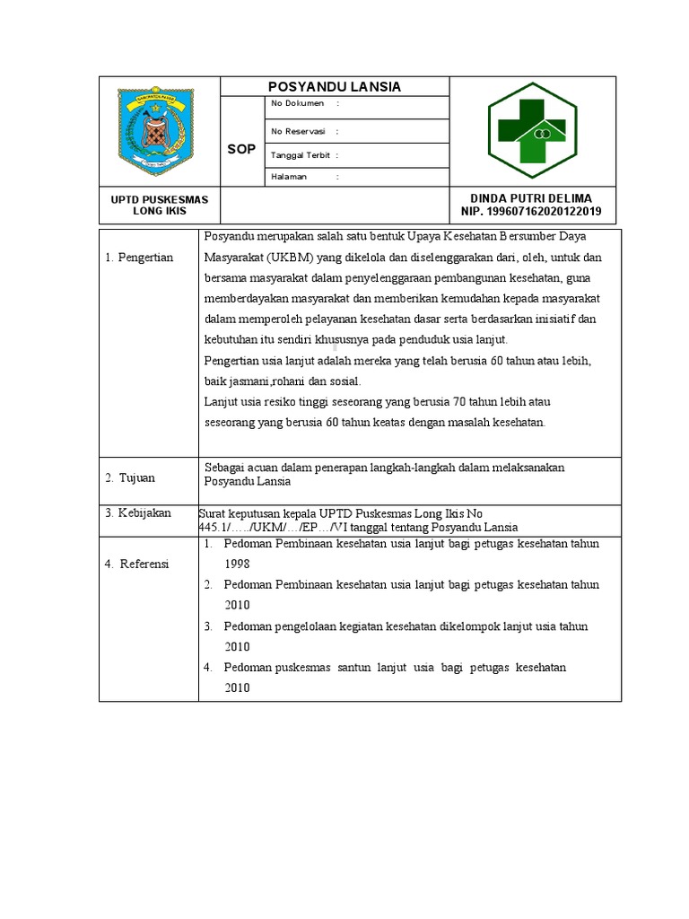 SOP Posyandu Lansia 2022 | PDF
