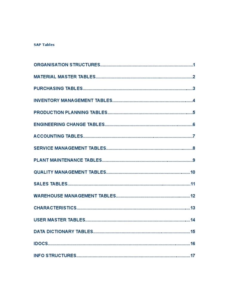 SAP R3 Tables | PDF