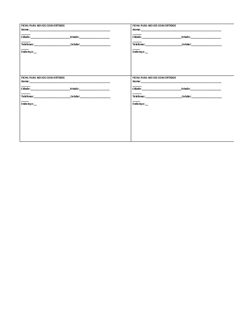 Ficha de registro para novos convertidos | PDF