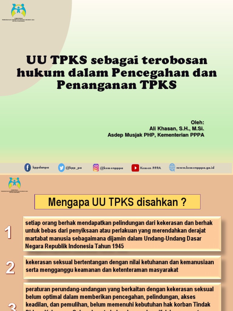 (KEMENPPPA) 1paparan Asdep Musjak PHP (Sosialisasi UU TPKS) | PDF