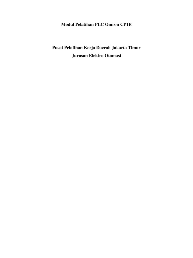Buku Trainer Plc Omron Cp1e Pdf