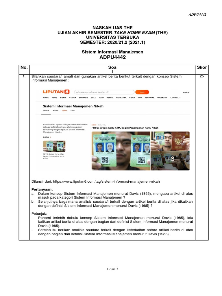(Arman) Take Home Exsam ADPU4442 Sistem Informasi Manajemen | PDF ...