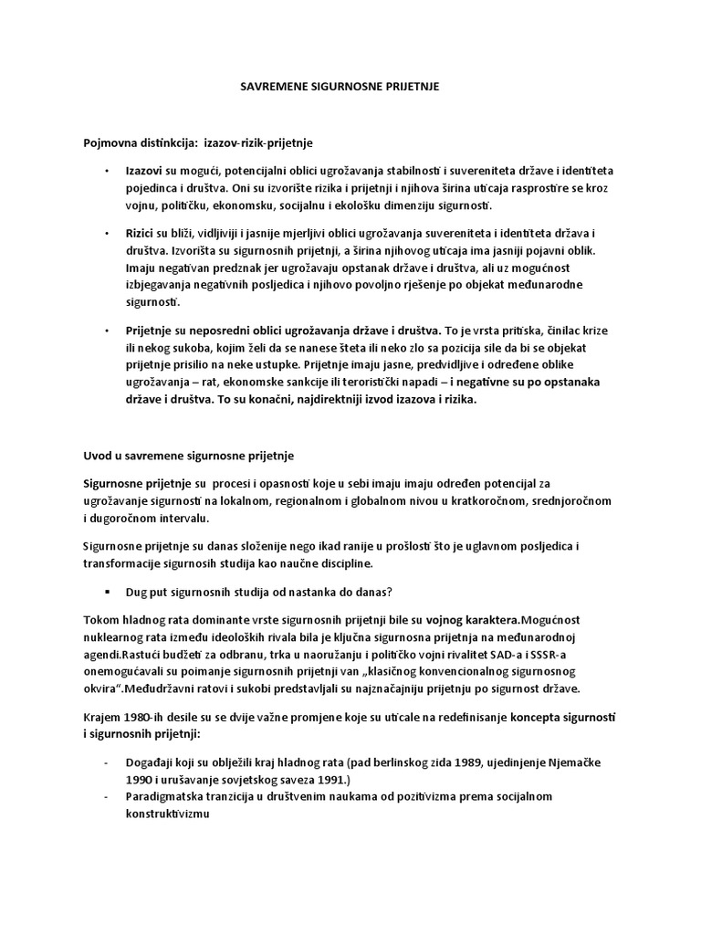 SAVREMENE SIGURNOSNE PRIJETNJE - Skripta | PDF