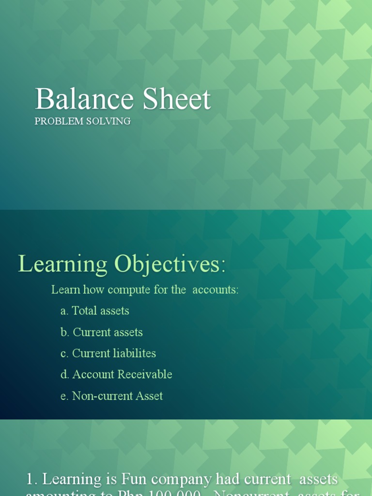 Balance Sheet Problem Solving | PDF | Equity (Finance) | Balance Sheet
