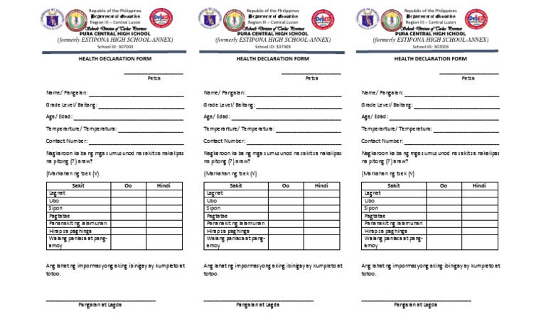 Health Declaration Form | PDF