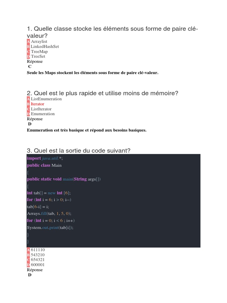 Qcmat Java | PDF | Java (Langage de programmation) | Classe (informatique)