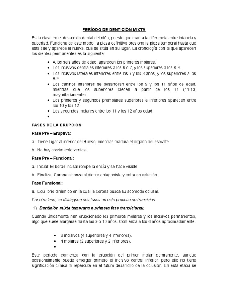 Dentición Mixta | PDF | Diente | Odontología